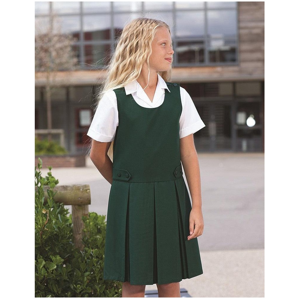 Box Pleat Pinafore (In Green) (RCSTenby) - School Uniform Scotland
